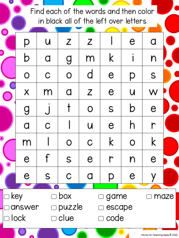 Free Printable Escape Room for Young Kids