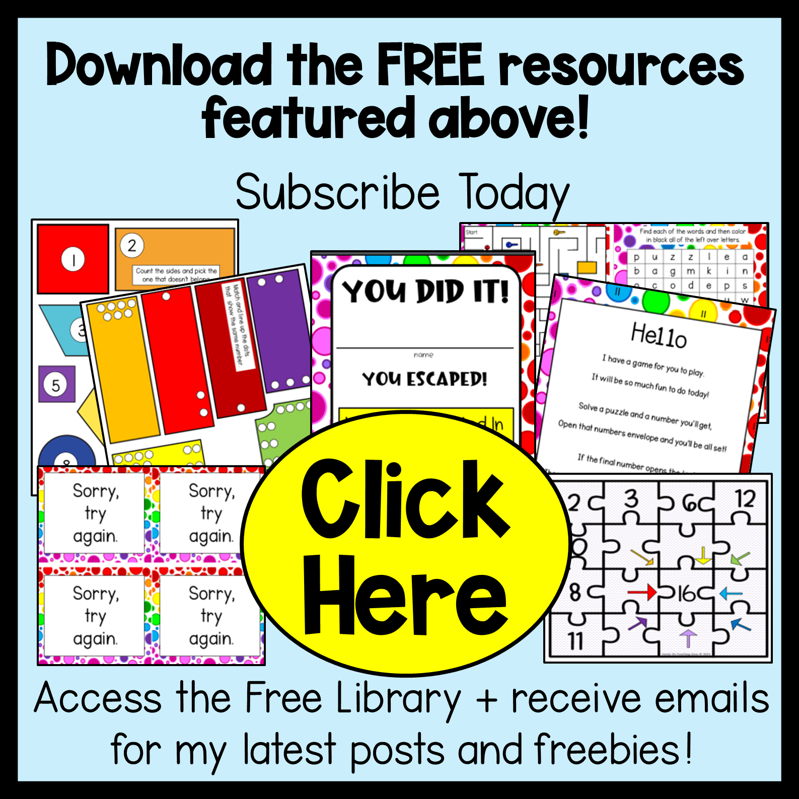 Free Printable Escape Room for Young Kids