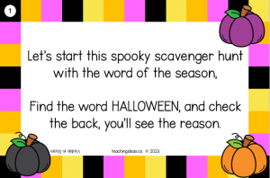 Free Classroom Halloween Scavenger Hunt