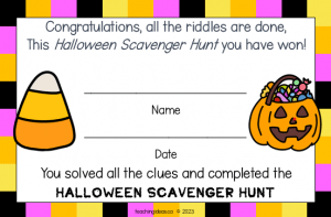 Free Classroom Halloween Scavenger Hunt