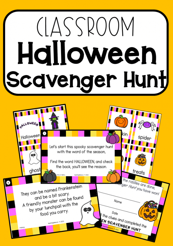 Freebie! Classroom Halloween Scavenger Hunt - Hands-On Teaching Ideas