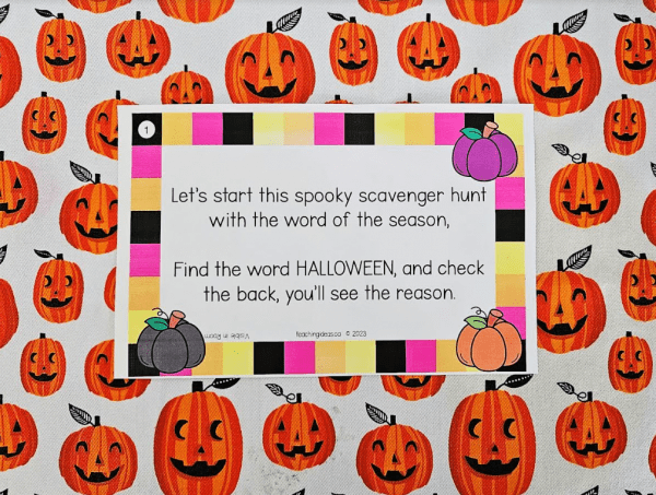 Free Classroom Halloween Scavenger Hunt