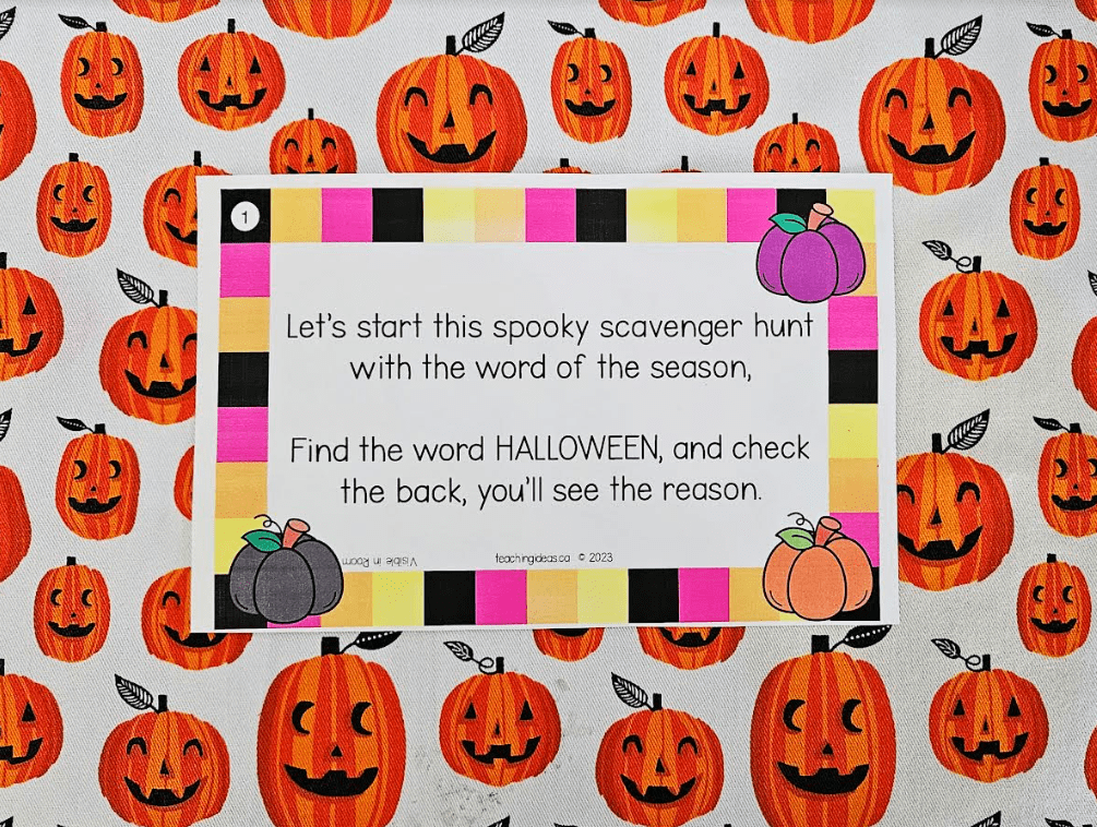 Free Classroom Halloween Scavenger Hunt