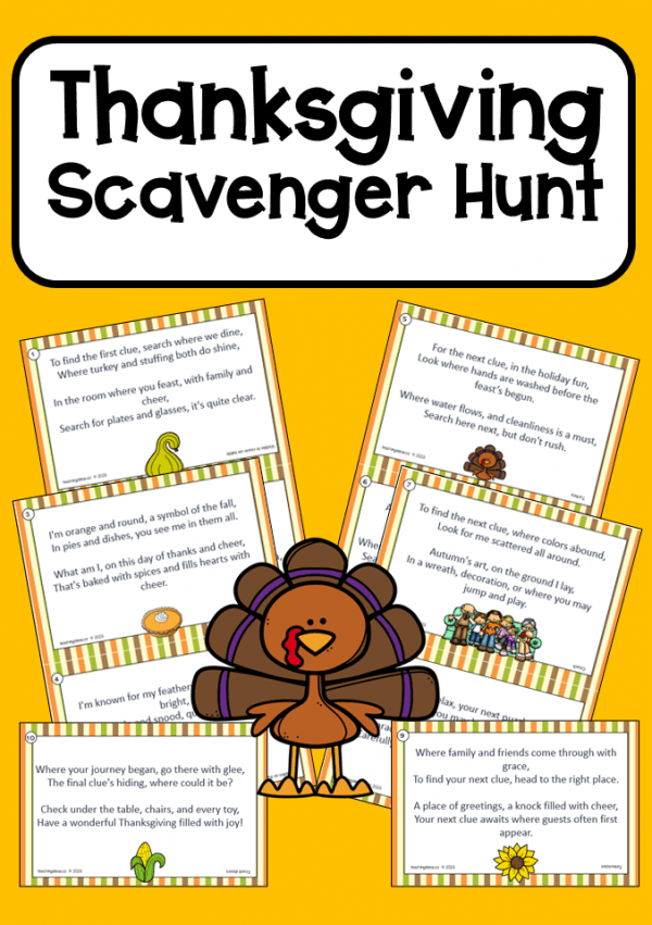Freebie! Thanksgiving Scavenger Hunt - Hands-On Teaching Ideas