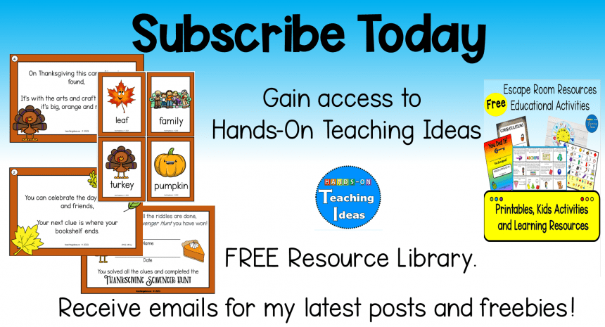 Free Thanksgiving Classroom Scavenger Hunt Clues