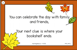 Free Thanksgiving Classroom Scavenger Hunt Clues