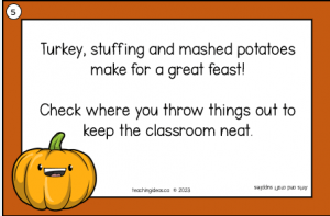 Free Thanksgiving Classroom Scavenger Hunt Clues