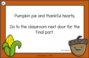 Free Thanksgiving Classroom Scavenger Hunt Clues