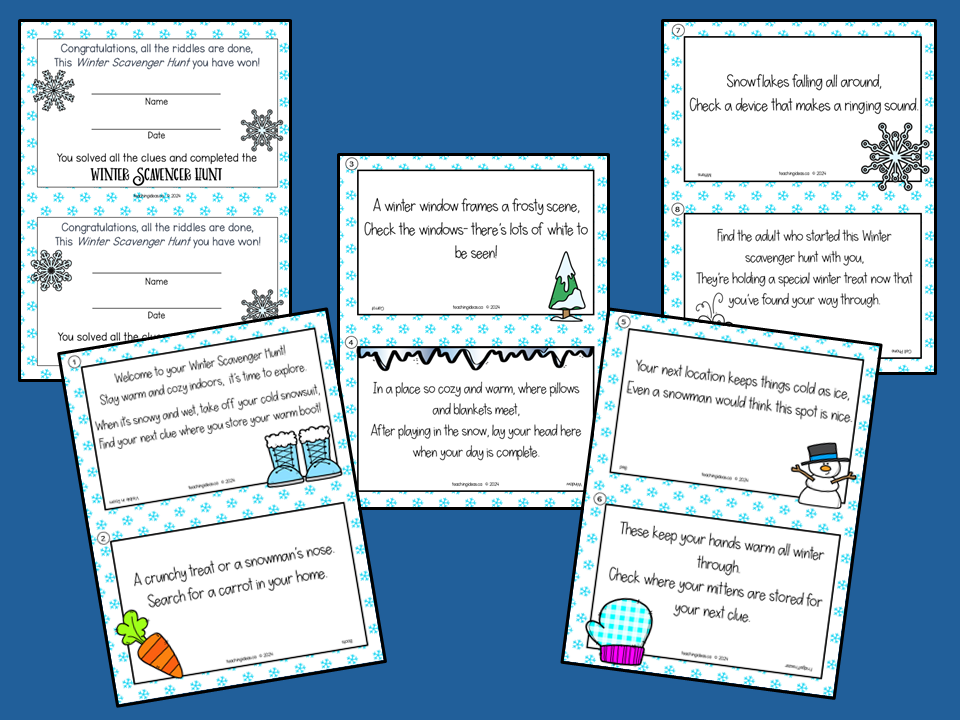 Free Winter Scavenger Hunt Printable for Home (Free Printable Clues)