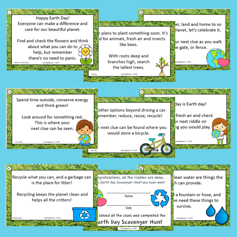 Free Printable Earth Day Scavenger Hunt Riddles (Outdoor)