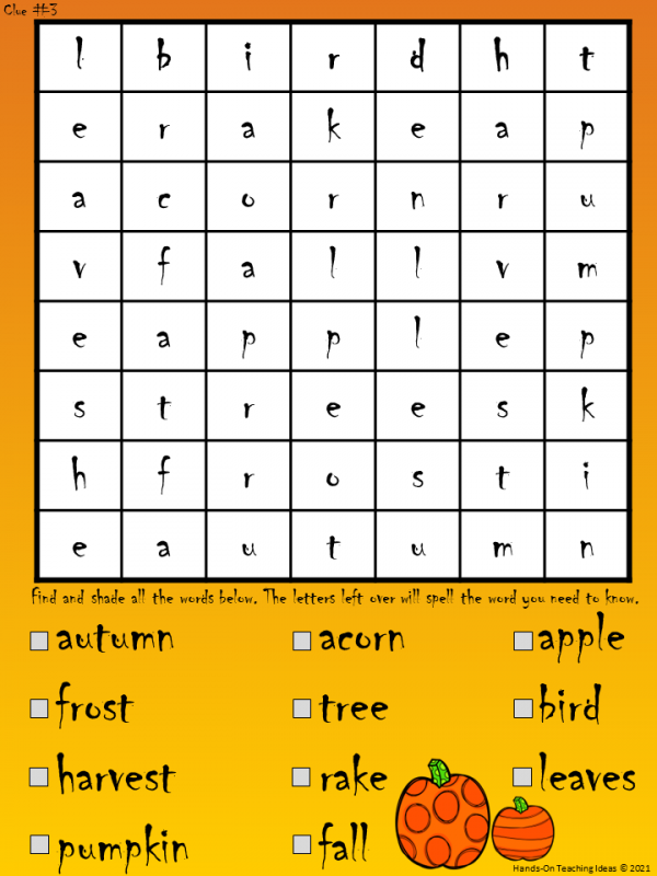 Halloween and Fall Escape Room printable