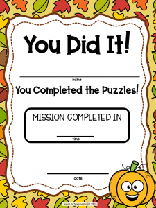 Halloween and Fall Escape Room printable