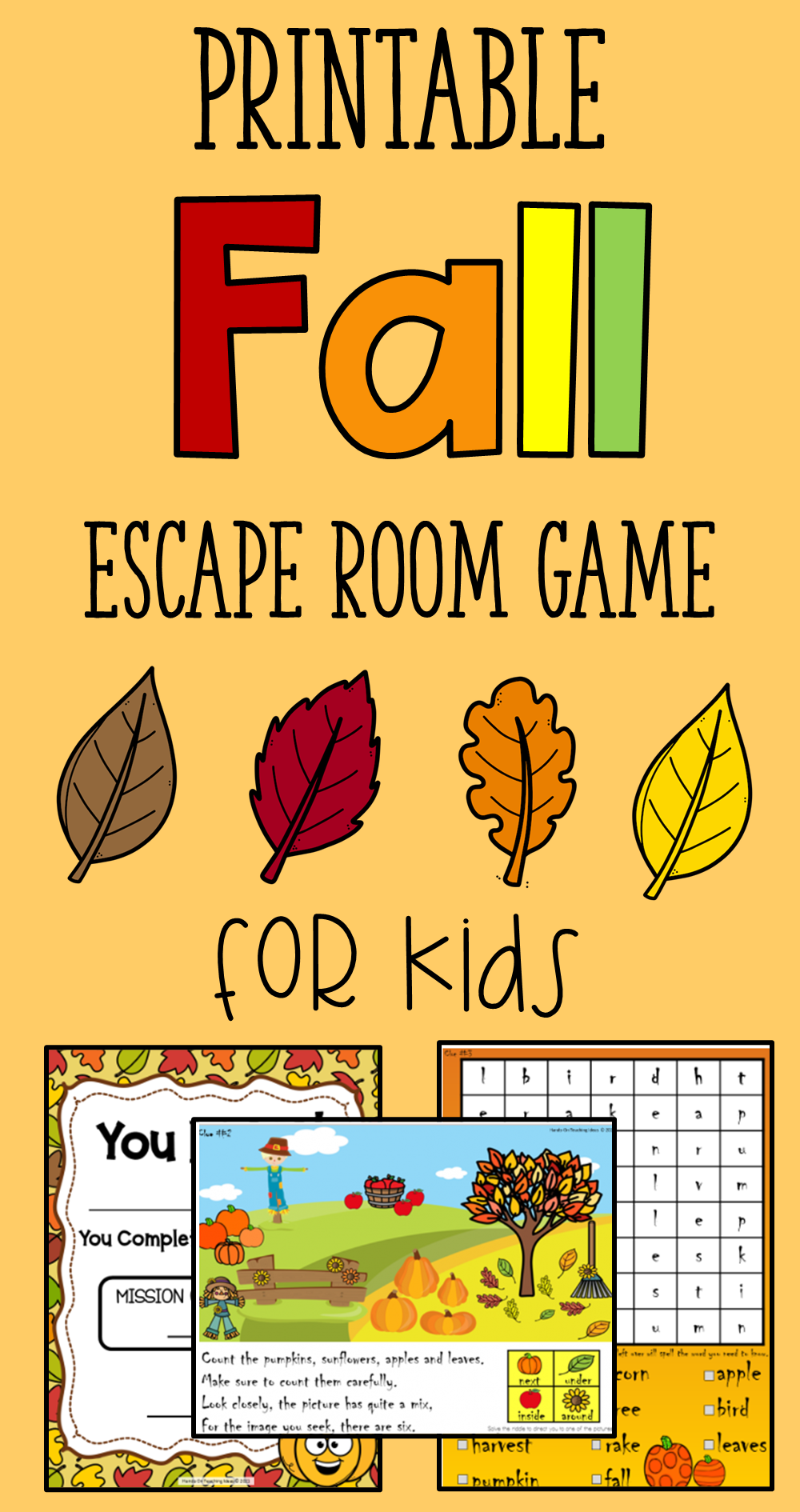 Halloween and Fall Escape Room printable