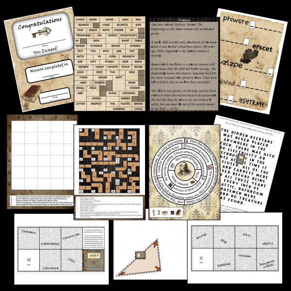 Printable Escape Room Game - Mystery Manor - Hands-On Teaching Ideas