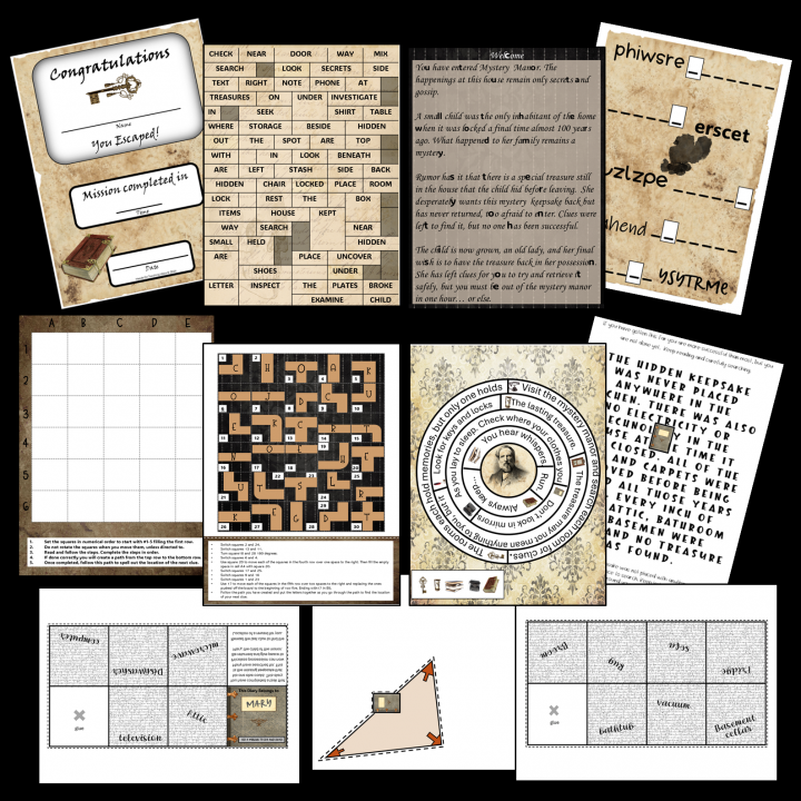 Printable Escape Room Game - Mystery Manor - Hands-On Teaching Ideas