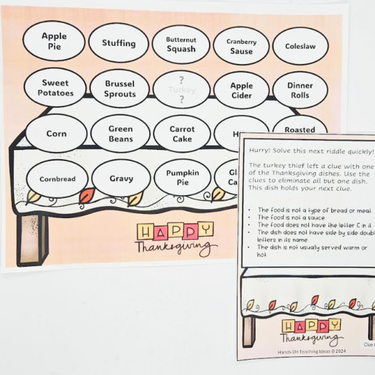 Thanksgiving Escape Room Set Up + Solutions - Hands-On Teaching Ideas