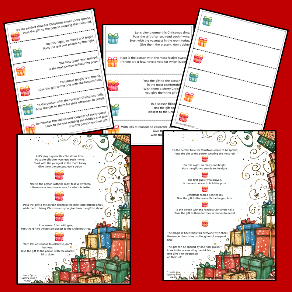 Free Christmas Pass the Parcel Game - Hands-On Teaching Ideas - Holidays & Seasons