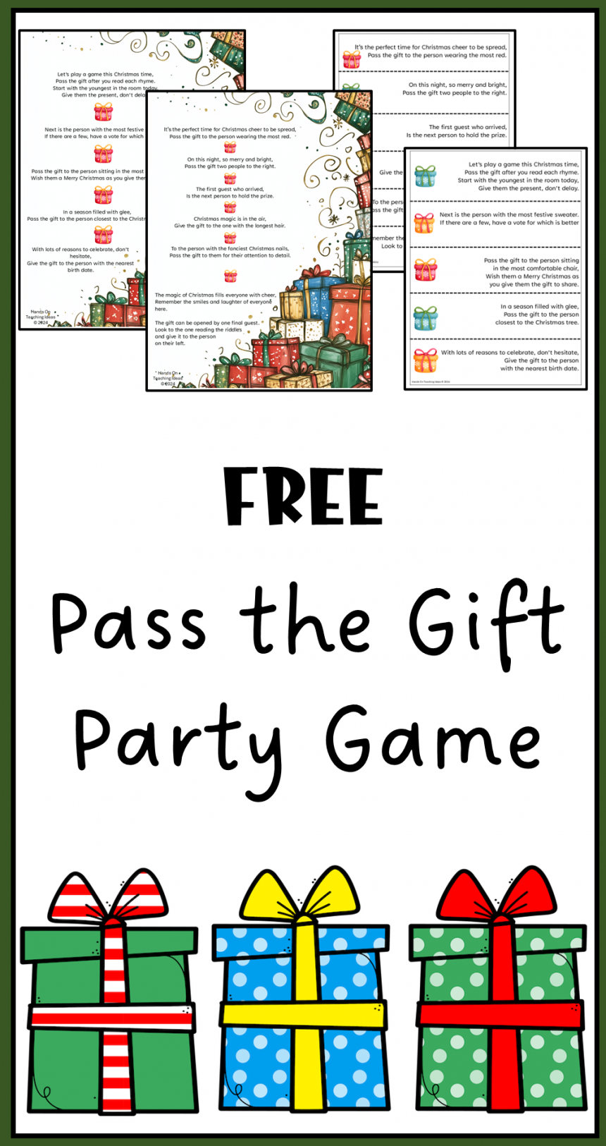 Free Christmas Pass the Parcel Game - Hands-On Teaching Ideas ...