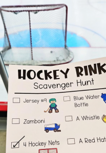 Hockey Rink Scavenger Hunt Free Printable