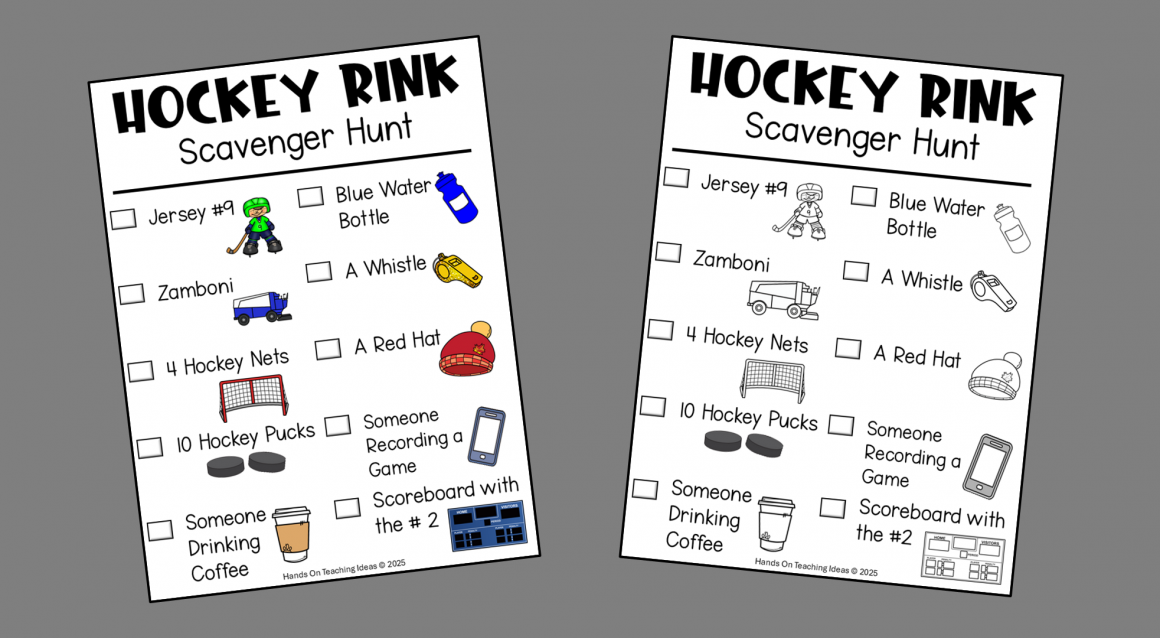 Hockey Rink Scavenger Hunt Free Printable