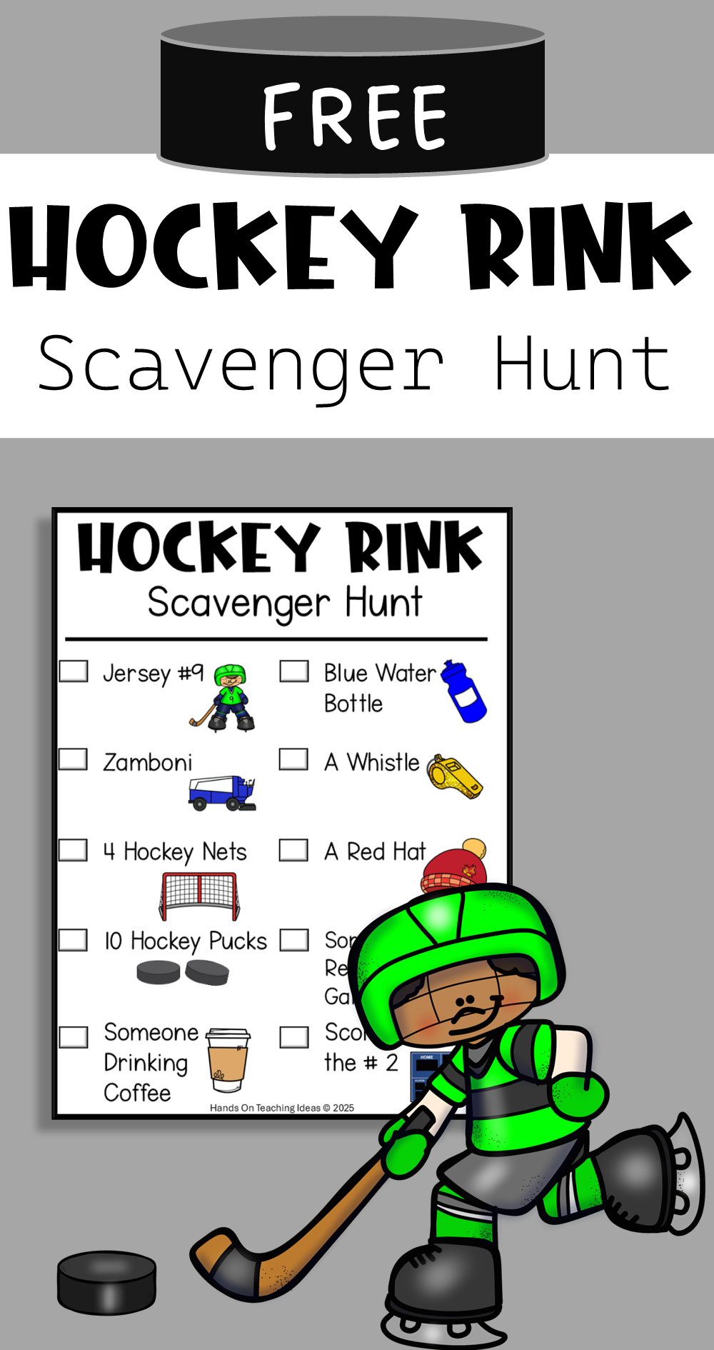 Hockey Rink Scavenger Hunt Free Printable