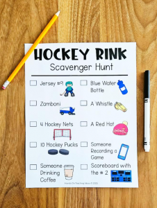 Hockey Rink Scavenger Hunt Free Printable