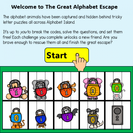 The Great Alphabet Escape - Welcome - Hands-On Teaching Ideas