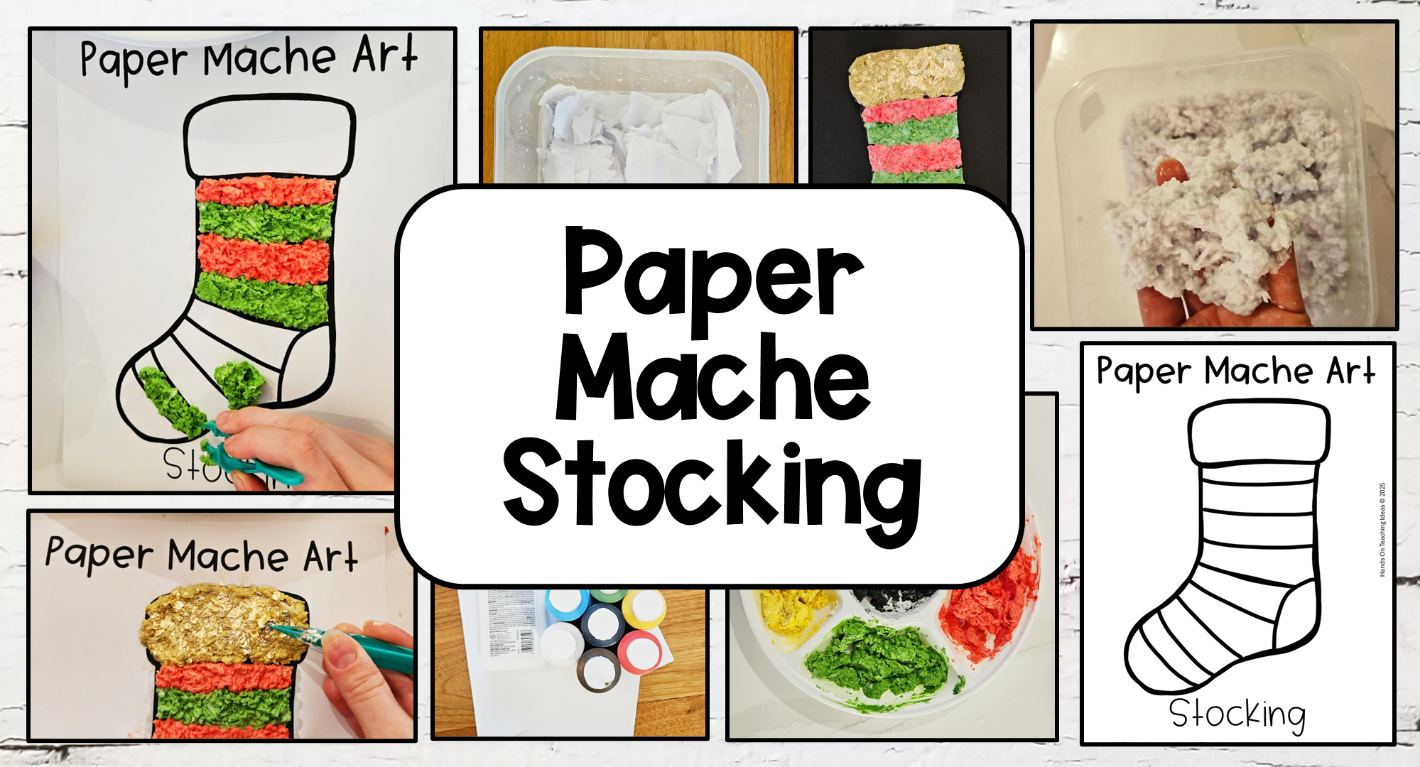 Christmas Stocking Paper Mache (Free Template)