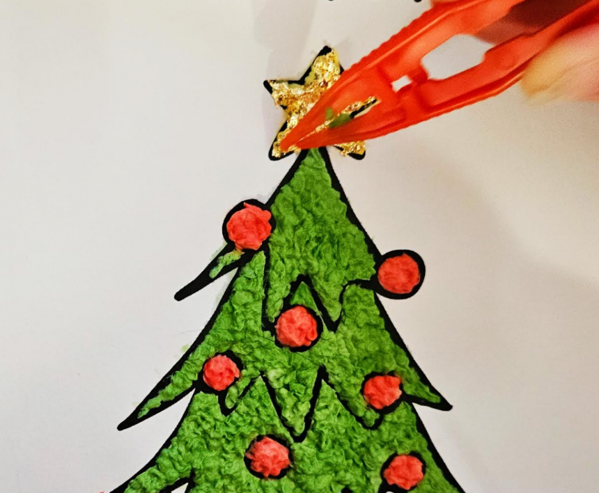 Recycled Paper Mache Christmas Tree Craft (Free Template)