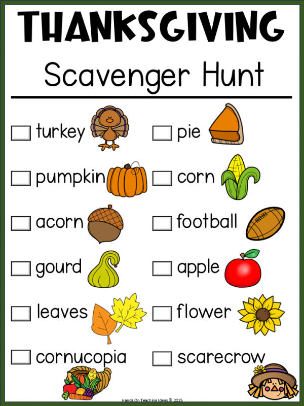 Best Free Thanksgiving Scavenger Hunt (Printable)