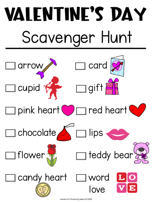 Free Valentines Day Scavenger Hunt
